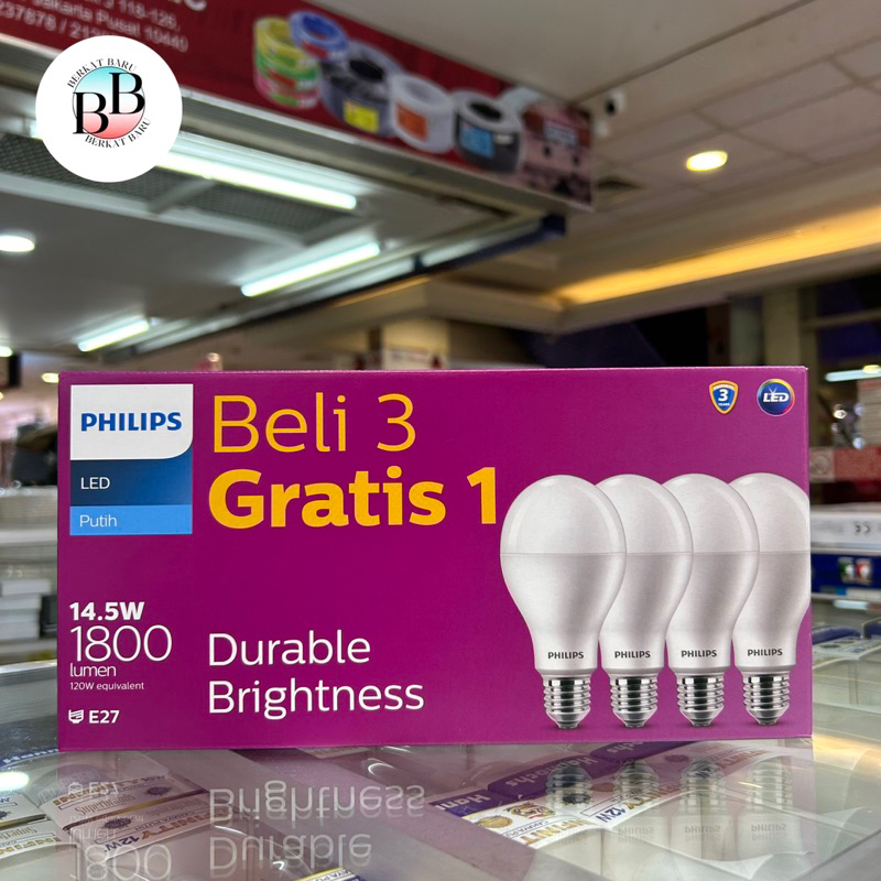 CAHAYA Philips Multipack LED Bulb 14.5 Watt (Buy 3 Get 1 Free) (White ...