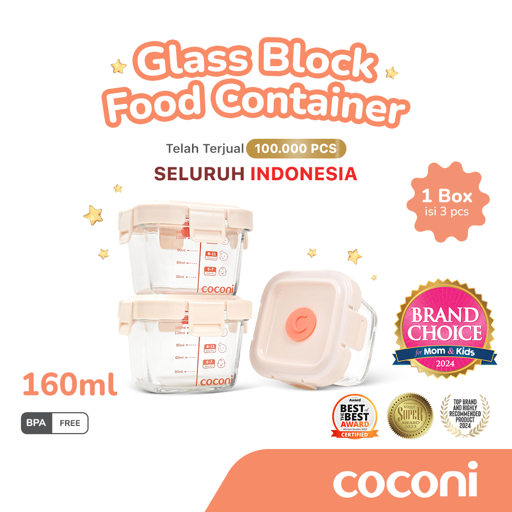 Coconi Baby Food Glass Container 3 Pcs x 160ml | Airtight Heat ...