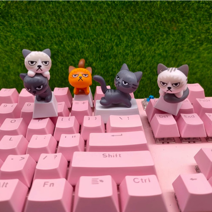 Grumpy Neko Cat keycaps Mechanical keyboard; Artisan keycaps Mechanical ...