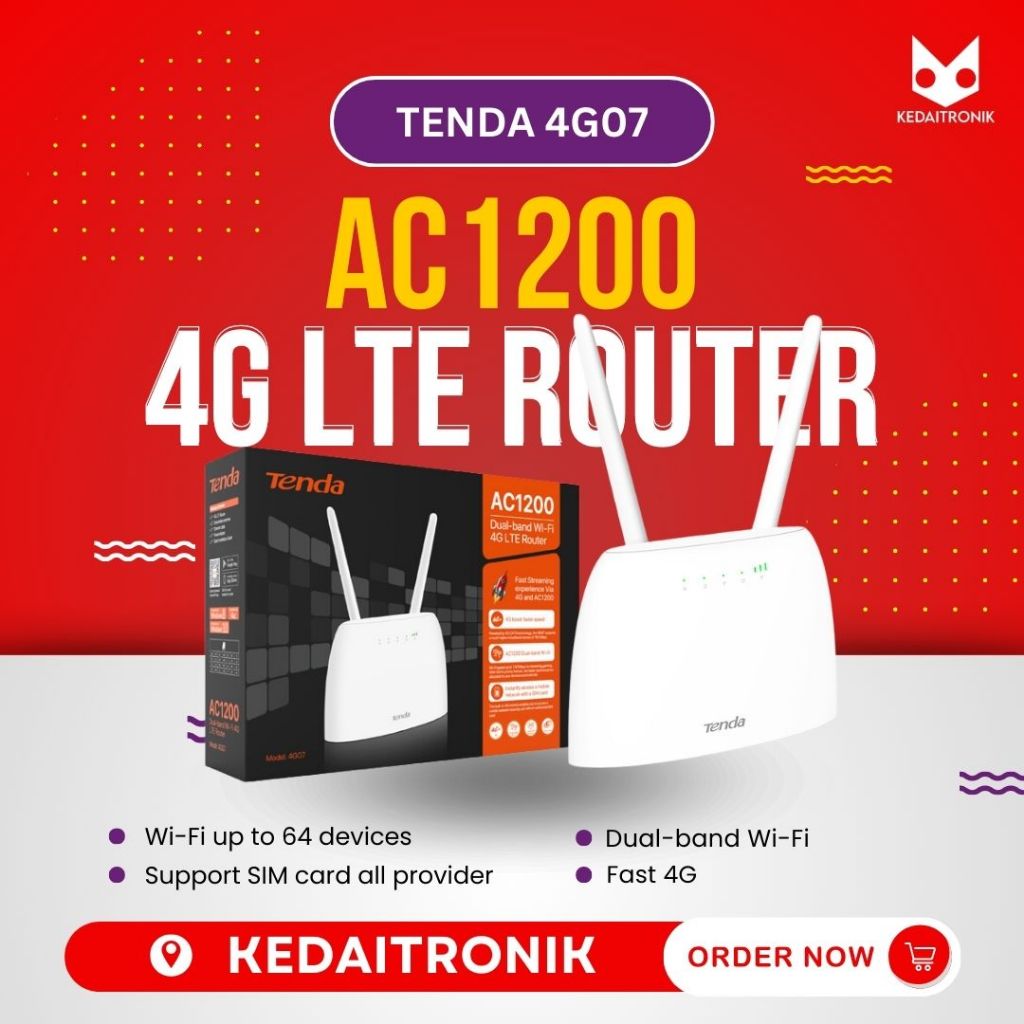 Tenda 4G07 Router AC1200 Wifi Modem 4G LTE Dual band Card Slot 4G07 4G ...