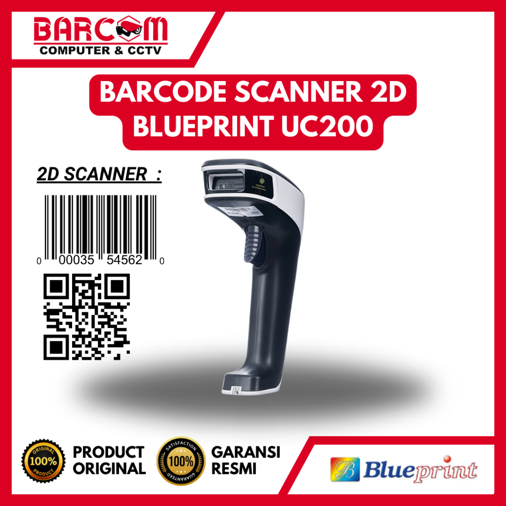 Barcode SCANNER CCD 2D AUTO SCAN USB BLUEPRINT BP - UC200 - ORIGINAL ...