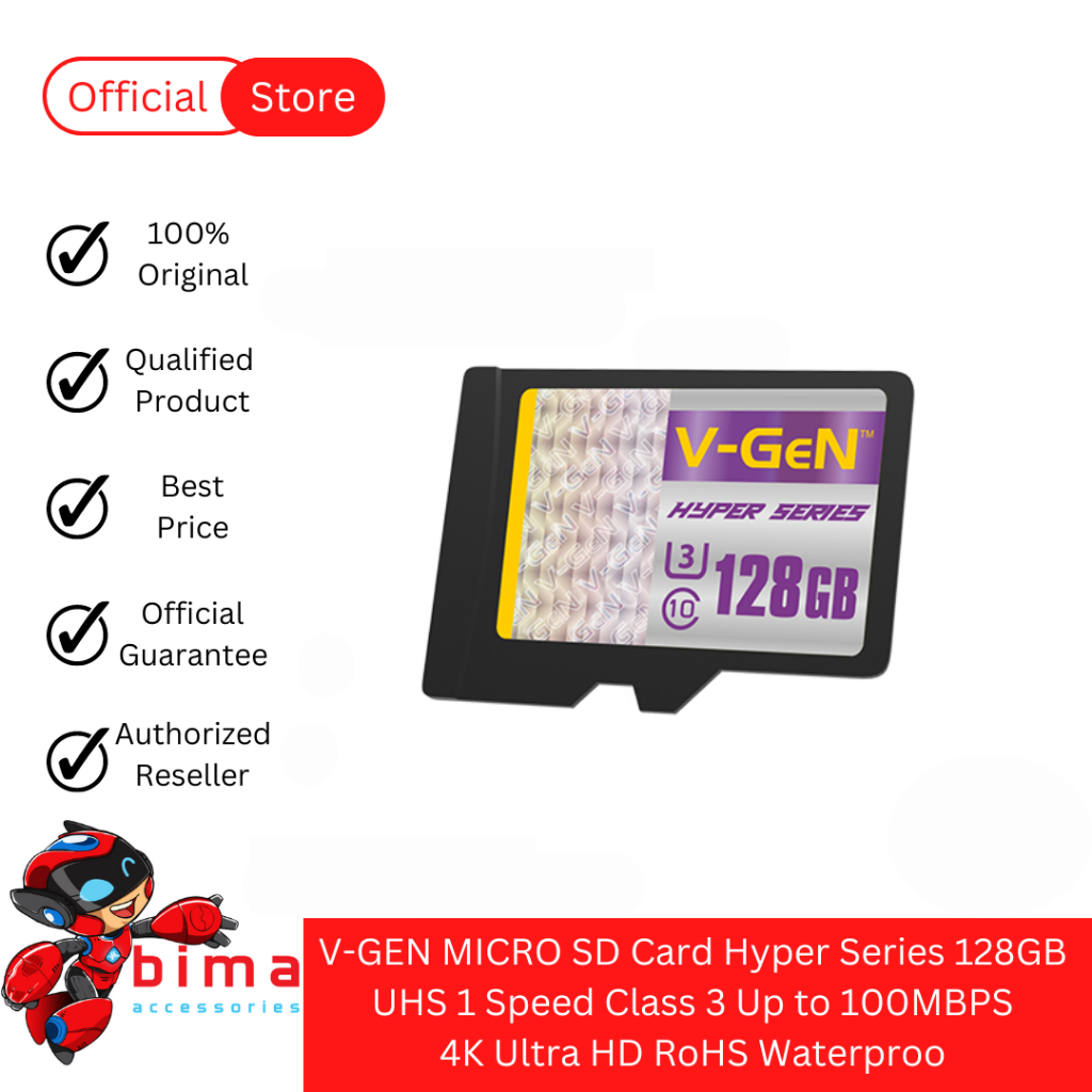Memory Card VGEN Micro SD Card V-GEN Original Hyper Series 128GB UHS 1 ...