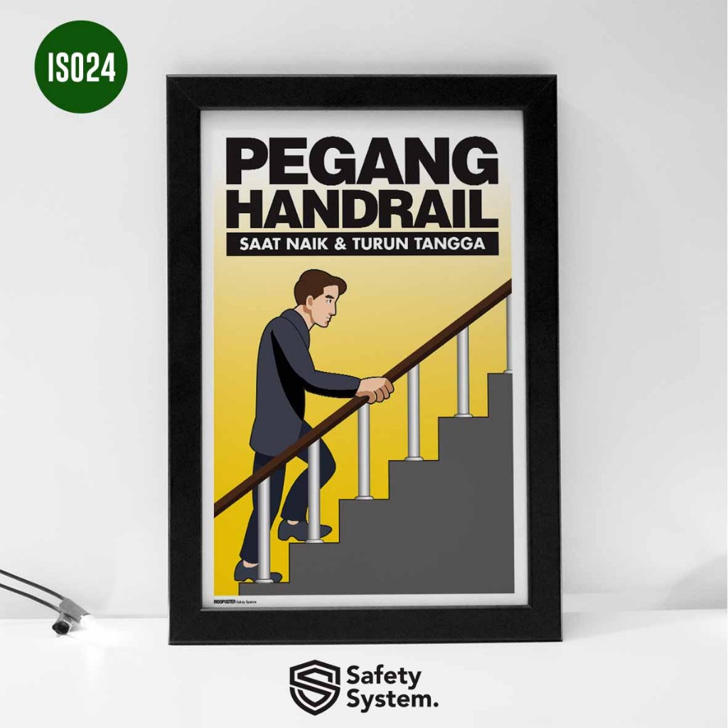 K3 Work Safety Poster Holds Handrails When Going Up and Down Stairs ...