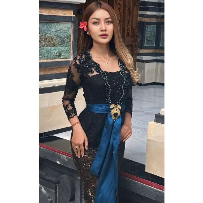 Premium Soltis Metallic Sequin Flower Shoulder Kebaya / Balinese Kebaya ...