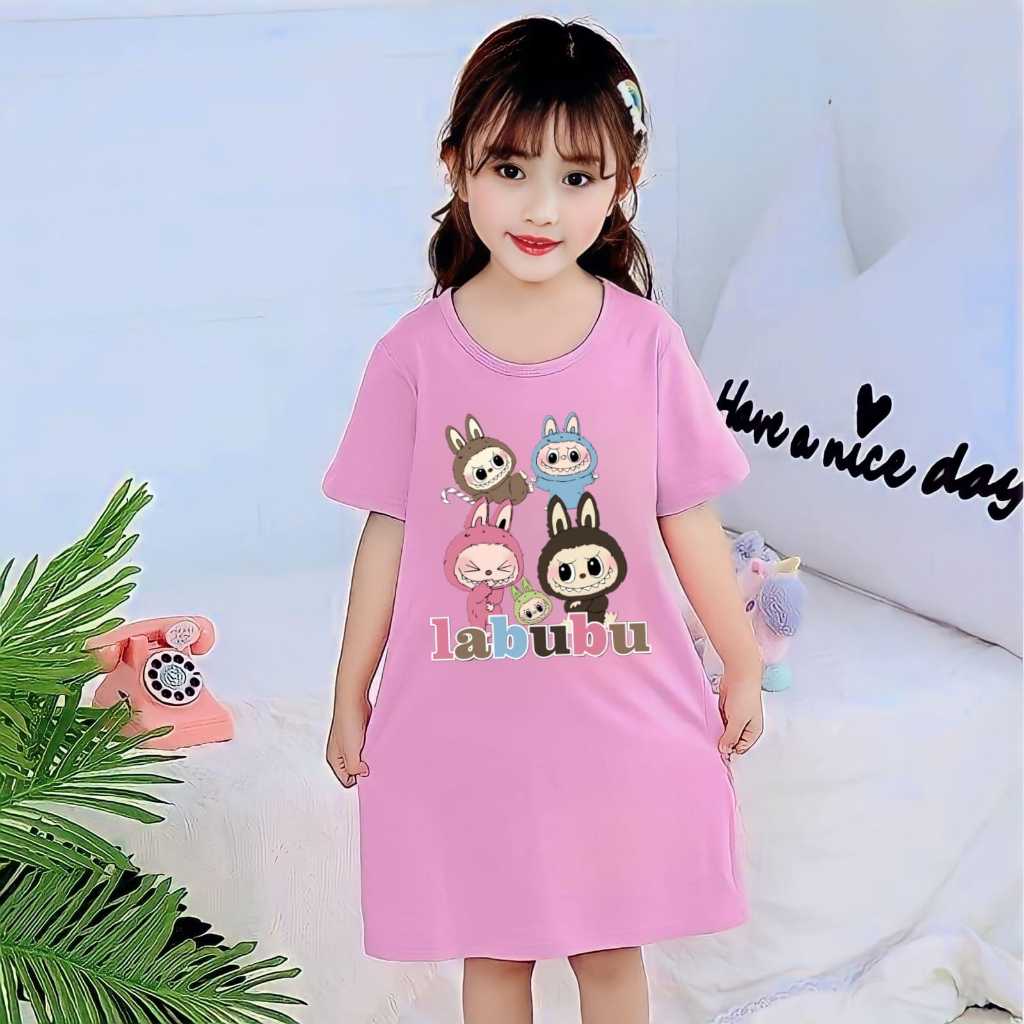 Modern Girls DRESS With LABUBU motif For Ages 1-10 Years | Shopee Malaysia