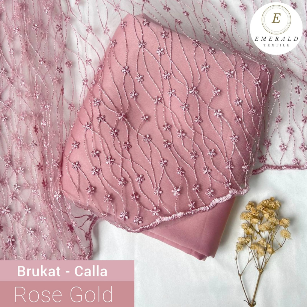 HALF METER French Tile Brocade Fabric calla Motif Kebaya Material ...
