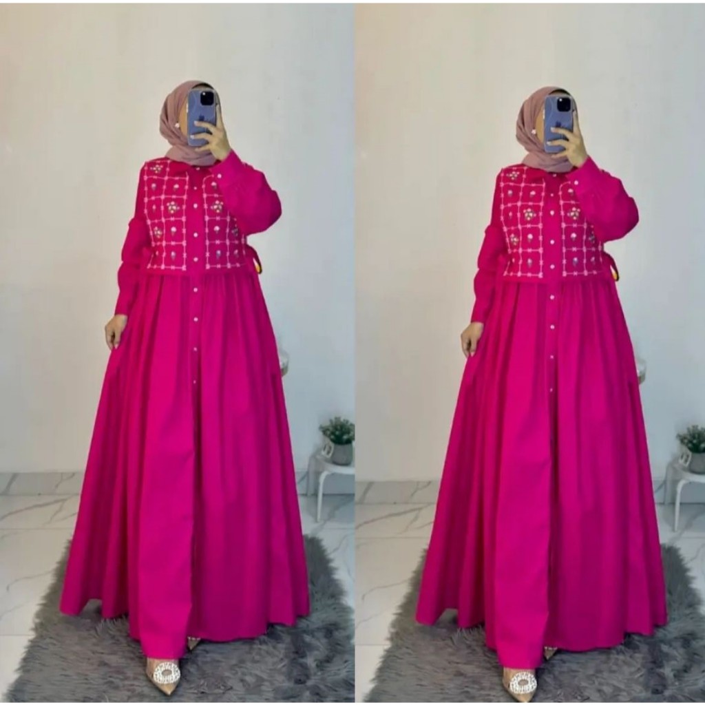 Dania Dress Crinkle Airflow Premium Beautiful Embroidery Application ...