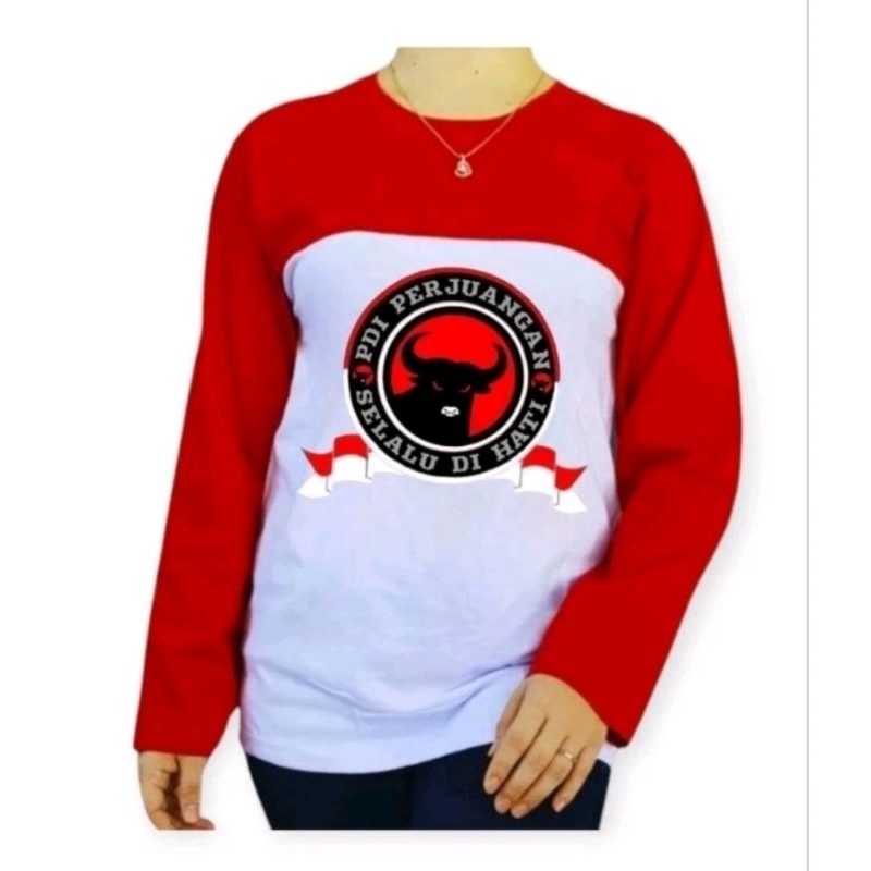 MERAH PUTIH Red and white t-shirt with PDI PERJUANGAN party motif ...
