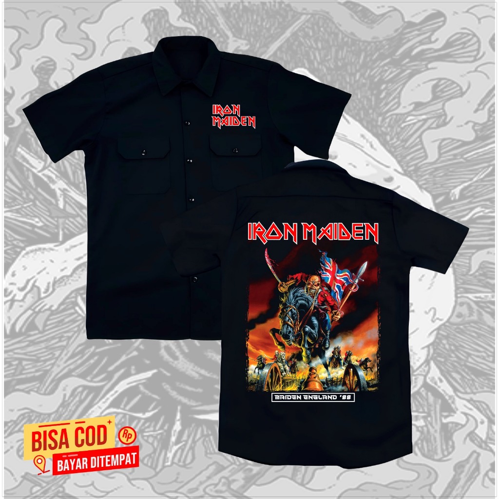 KEMEJA PDH IRON MAIDEN SHIRT NEW DESIGN MUSIC BAND OUTSIDE | Shopee ...