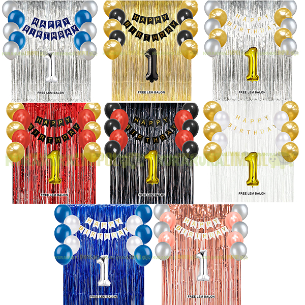 Birthday Decoration Set Package Set Foil Curtain Numbers Metallic ...