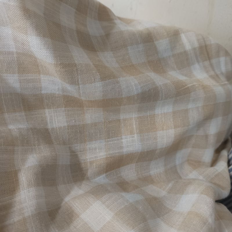 KATUN Cotton linen fabric with gingham pattern price per 1 meter (one ...