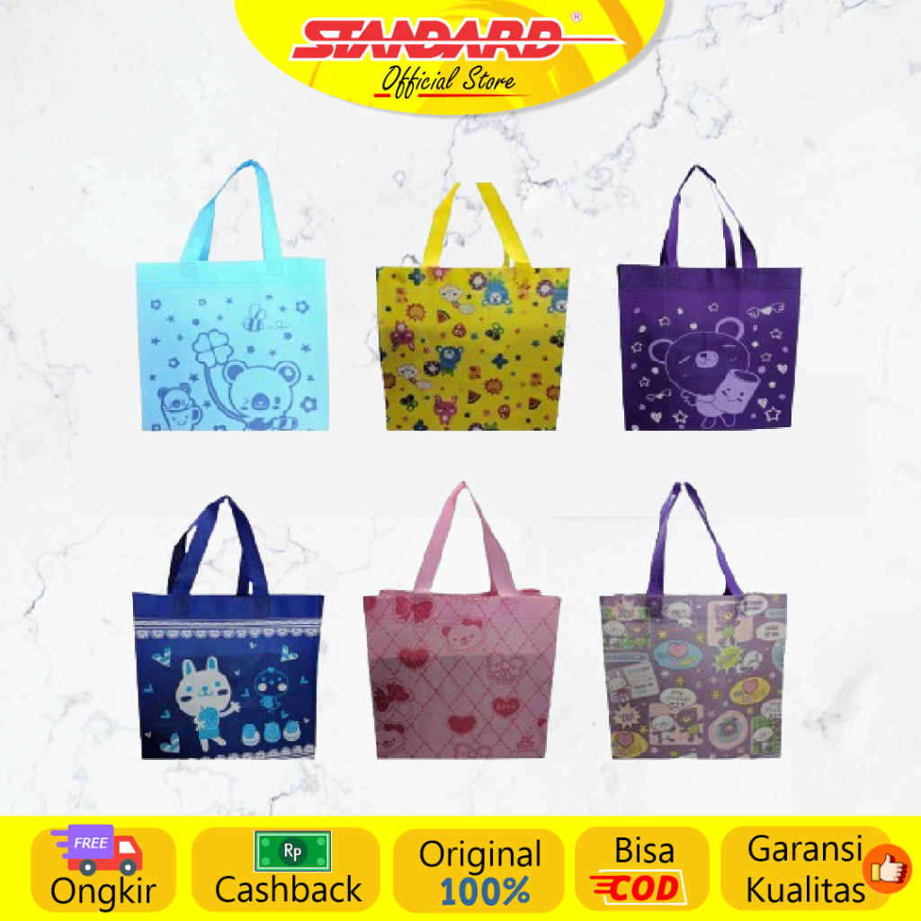 Standard - Tote Bag Uk.31,3 x 24,2 cm / 3 Pcs (Mixed Motifs & Colors ...