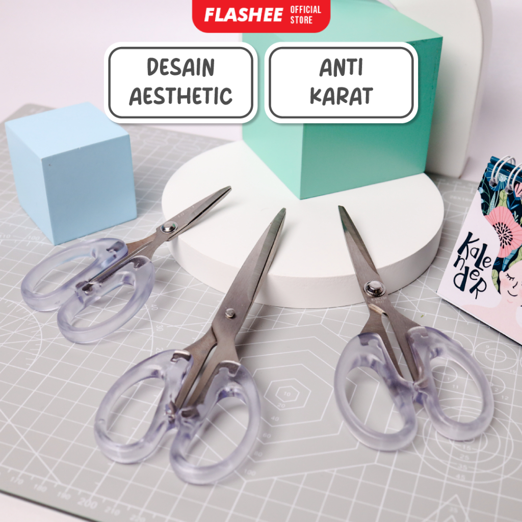 Flashee Aesthetic Transparent Scissors 3 Sizes Stainless Steel Trading ...