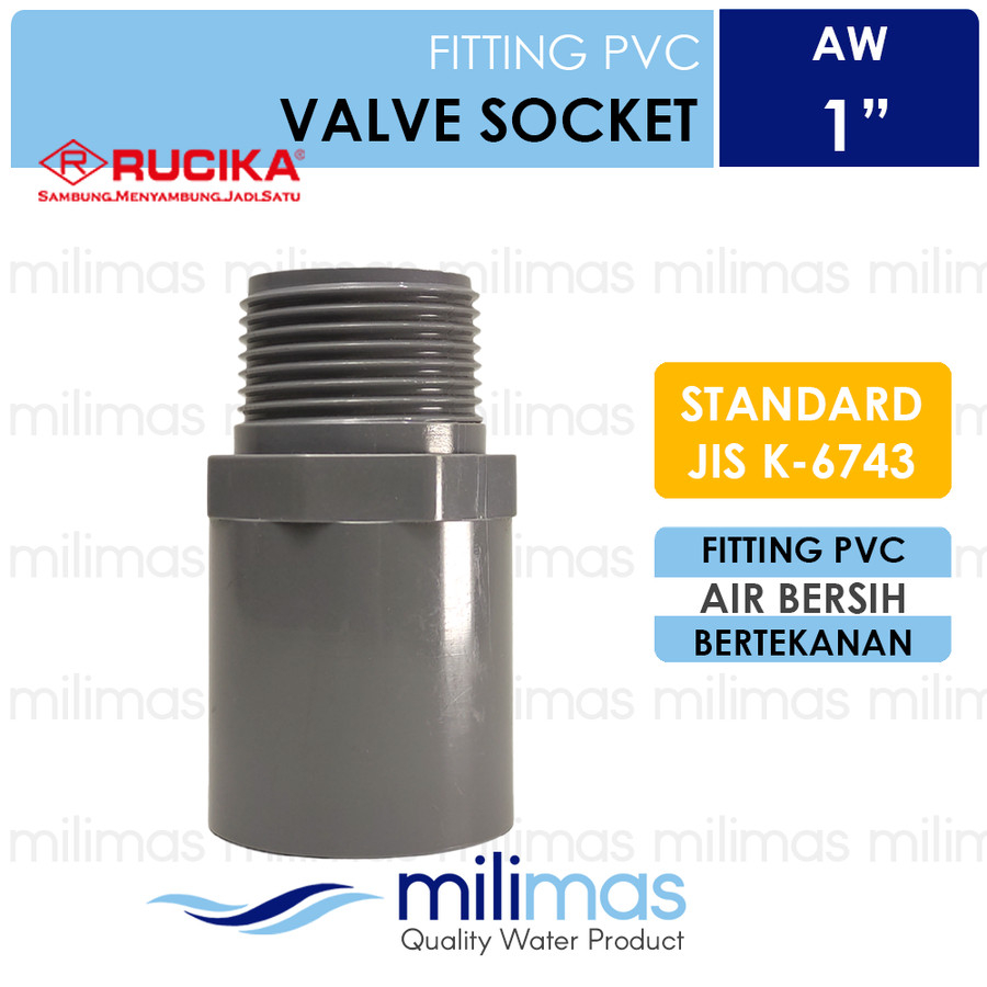 Rucika Valve Socket/Sok Drat Outer 1 Inch (1") PVC AW - uPVC SDL ...