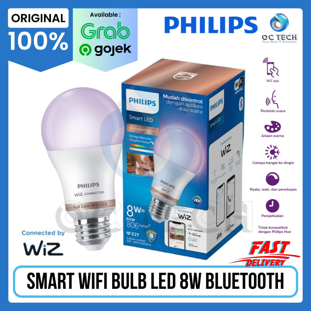 Philips Lampu Smart Lamp WiFi LED 8W With Bluetooth Color and Tunable ...