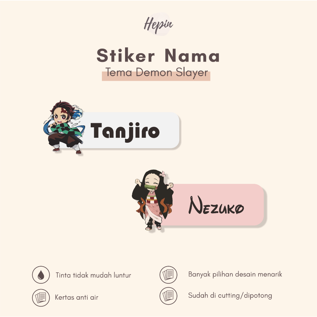(40 - 60 pcs) demon slayer name stickers/kimetsu no yaiba book stickers ...