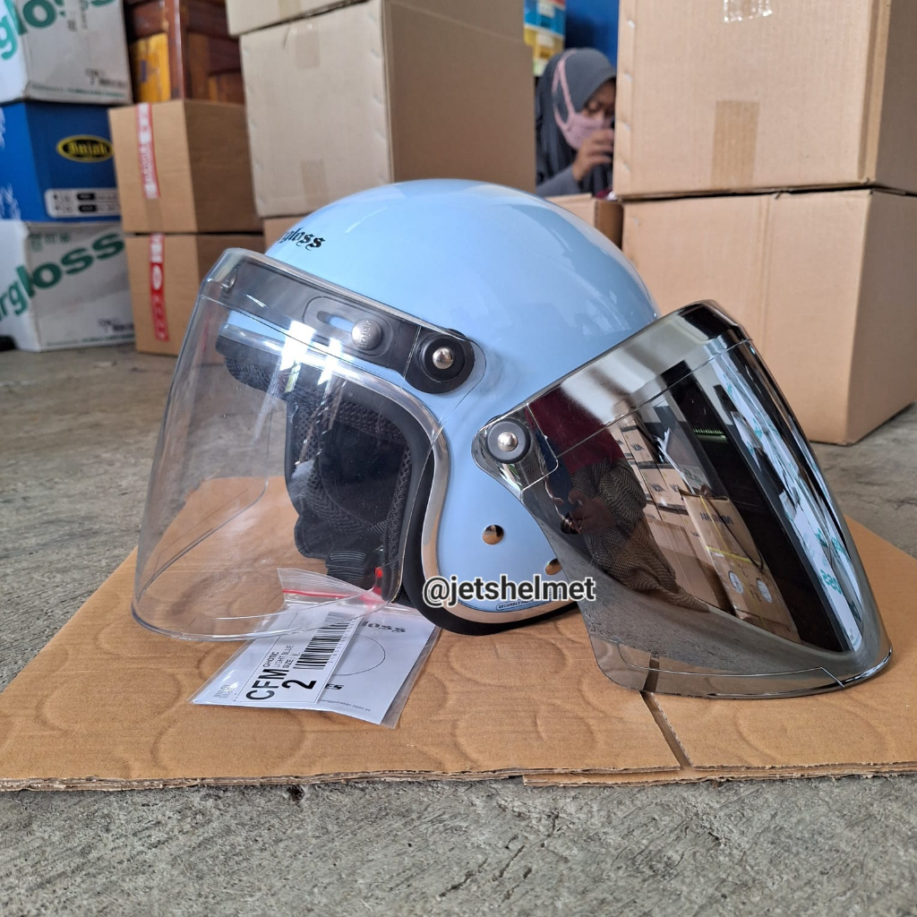 Original Bogo Cargloss Retro Visor Venom Stepped Helmet Flat Glass ...