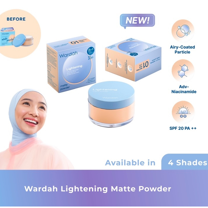 Wardah Lightening Matte Powder SPF 20 (NEW Packaging) - 20 grams ...
