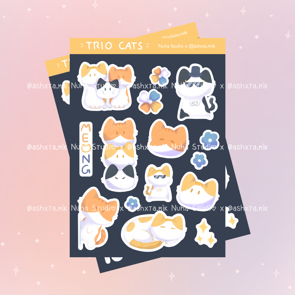 Sticker by ashxta.mik | Trio Cats Cat Cat Cat Anabul Pet Meow Flower ...