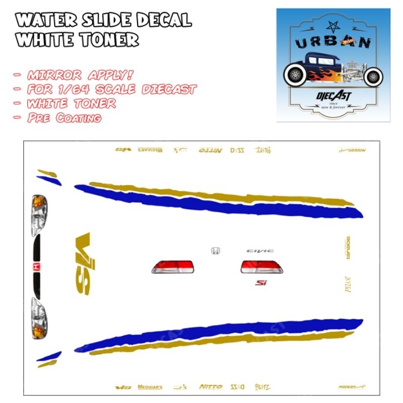Hot wheels decal white toner fast furious danny car civic si | Shopee ...