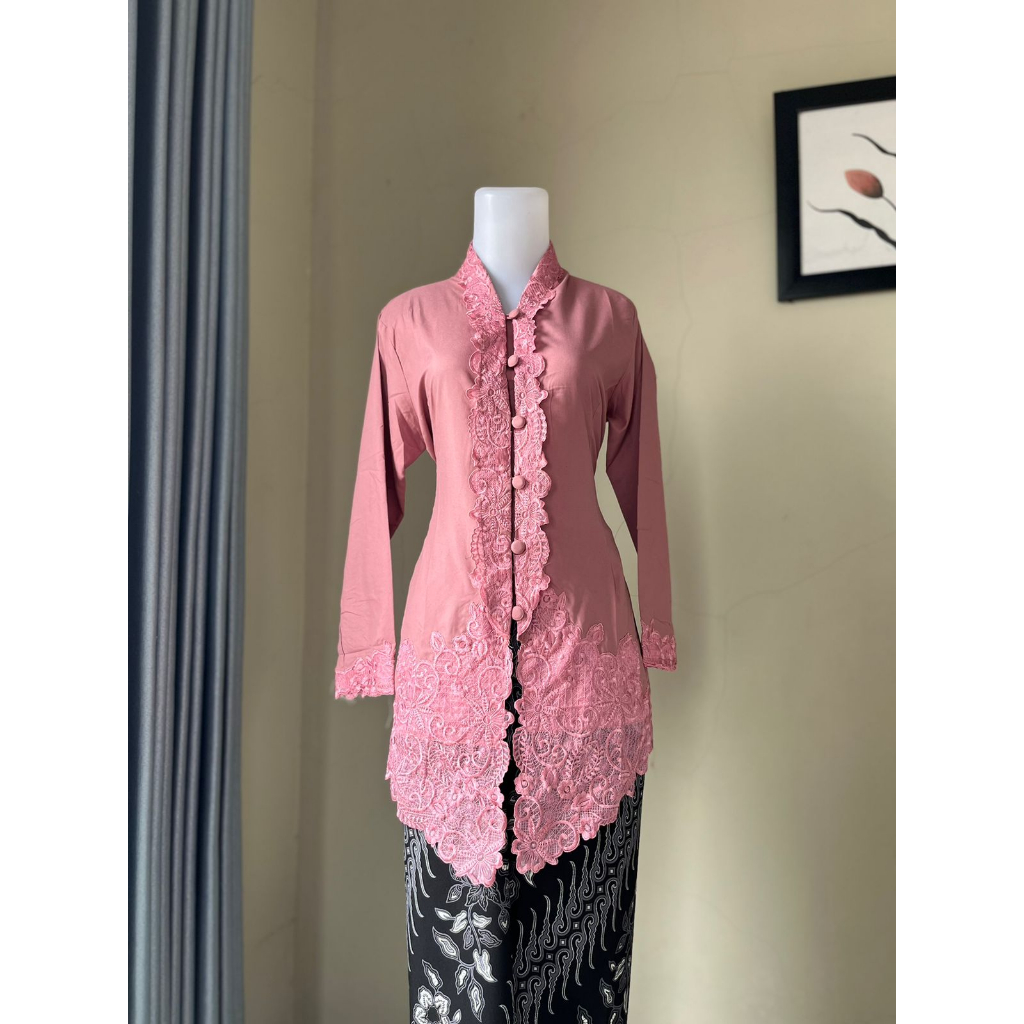 KATUN Embroidered Cotton Encim Kebaya Matching Kartini Model | Shopee ...