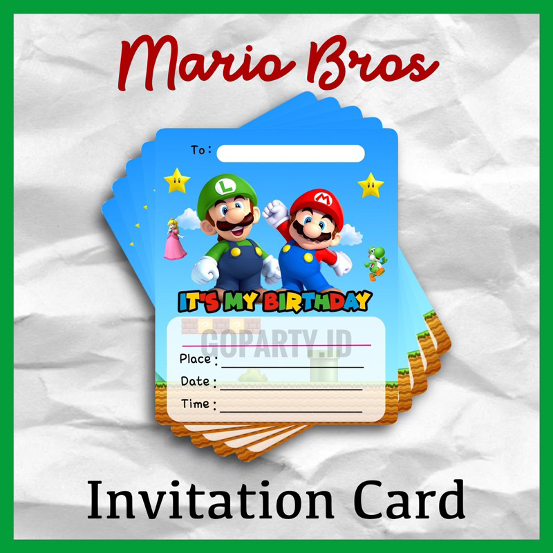 Mario BROS INVITATION CARD INVITATION CARD BIRTHDAY CARD | Shopee Malaysia