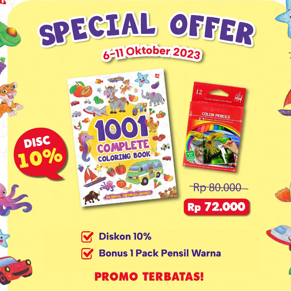 Coloring Book 1001 Complete Coloring Book | Shopee Malaysia
