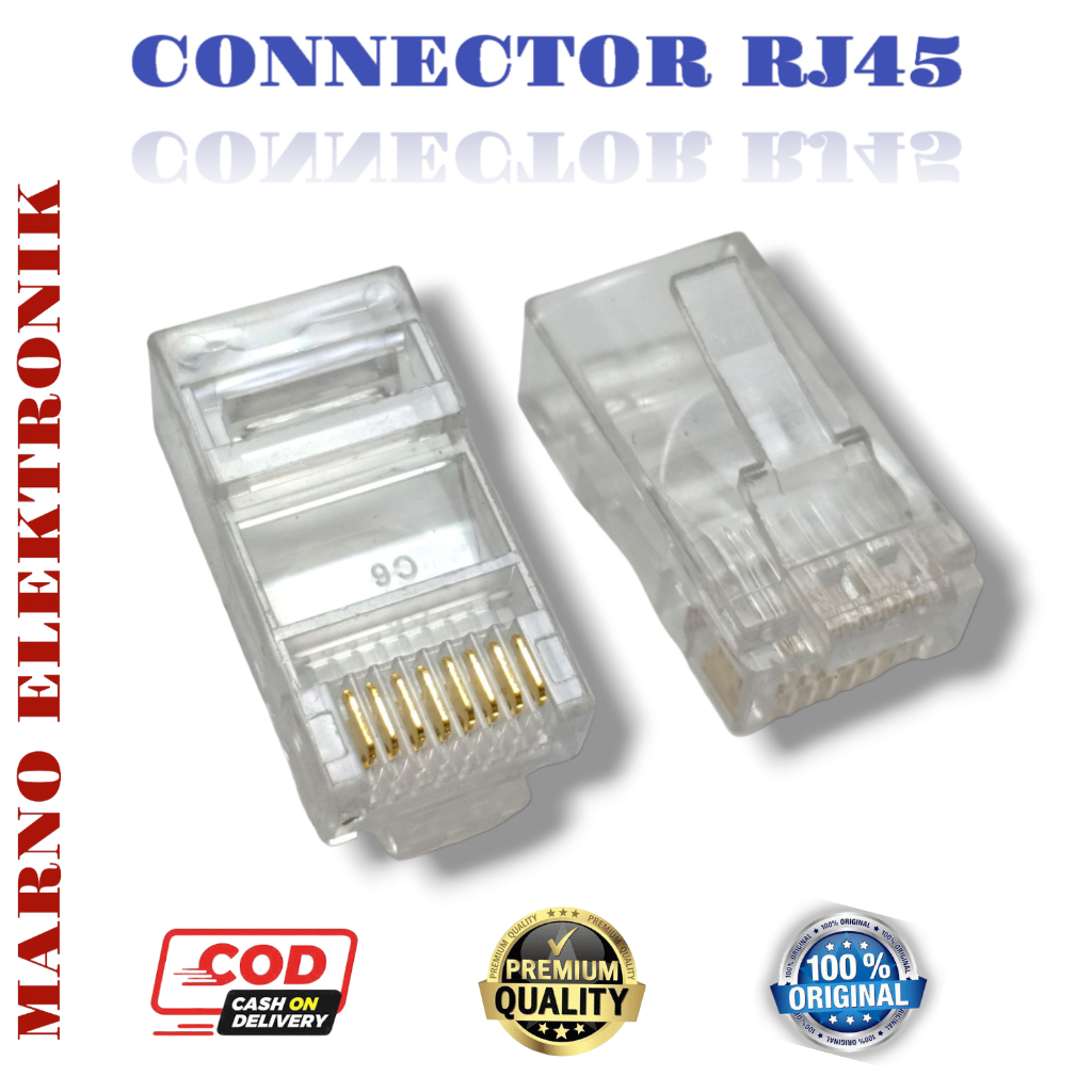Rj45 CONNECTOR RJ 45 CONNECTOR FOR ORIGINAL UTP LAN CABLE HEAD | Shopee ...