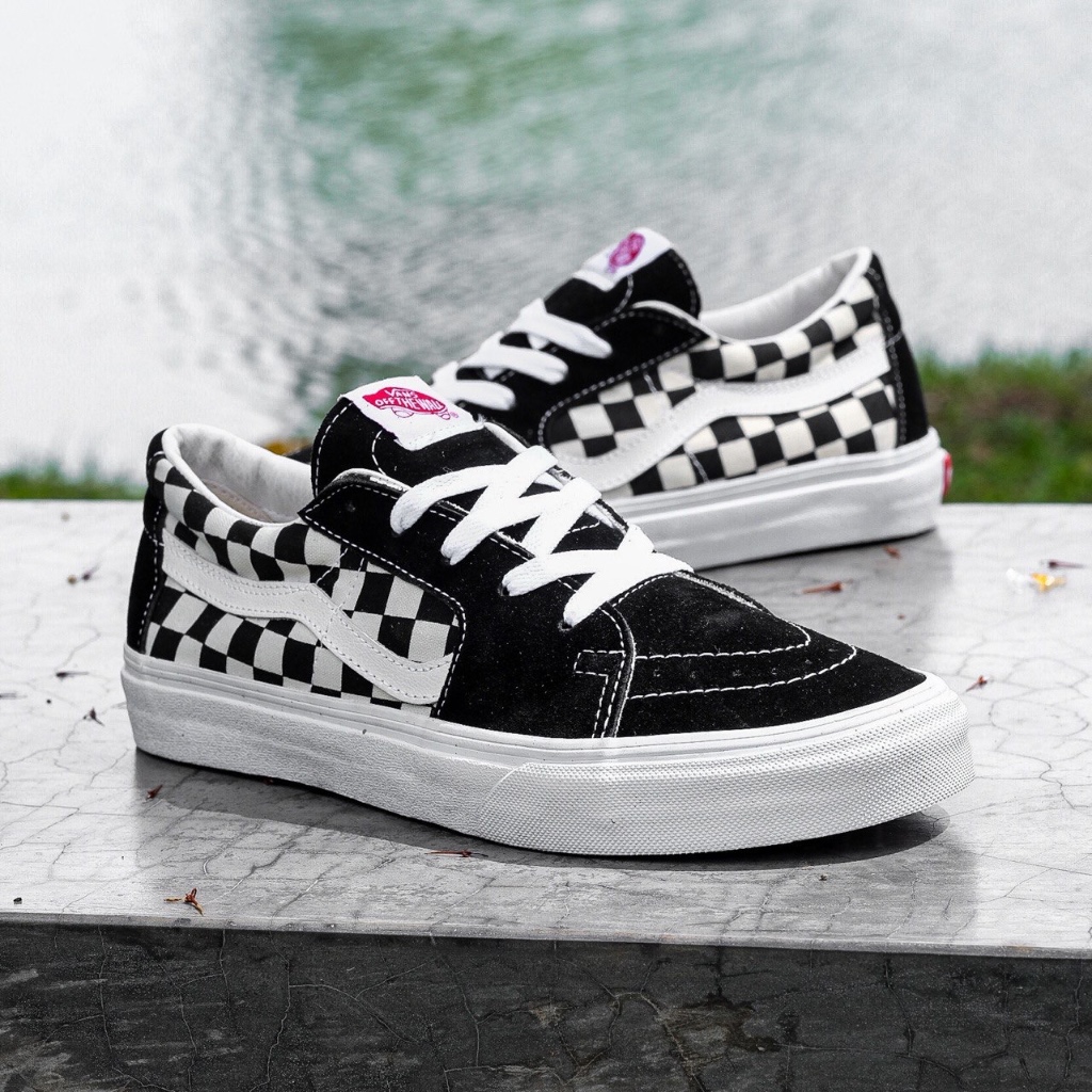 Vans SK8 Low Checkerboard Black True White Original | Shopee Malaysia