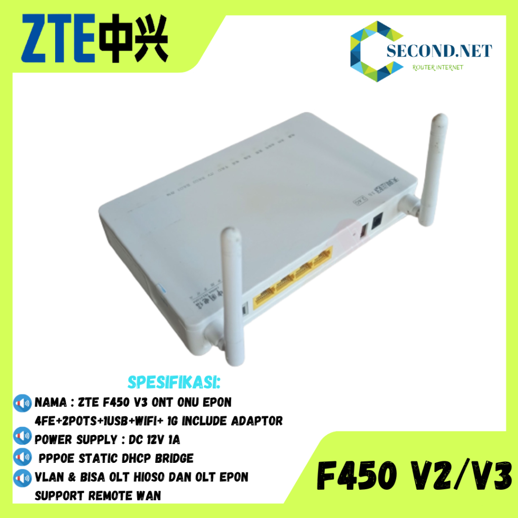 ZTE EPON F450 V2/V3 SUPPORT ALL OLT EPON INCLUDE ADAPTER | Shopee Malaysia