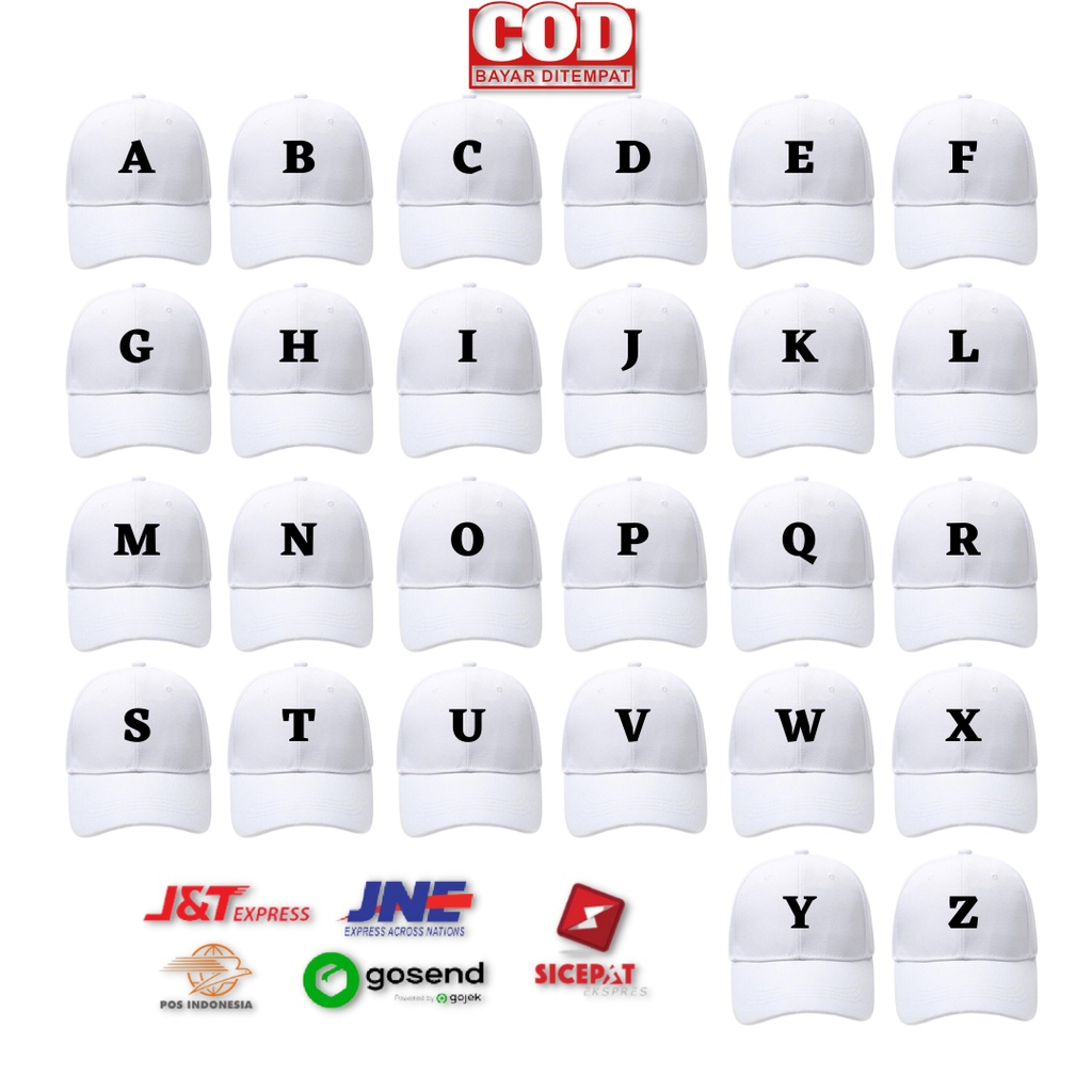 White Baseball Cap Alphabet Text Letters ABCDEFGHIJKLMENOPQRSTUVW XYZ ...