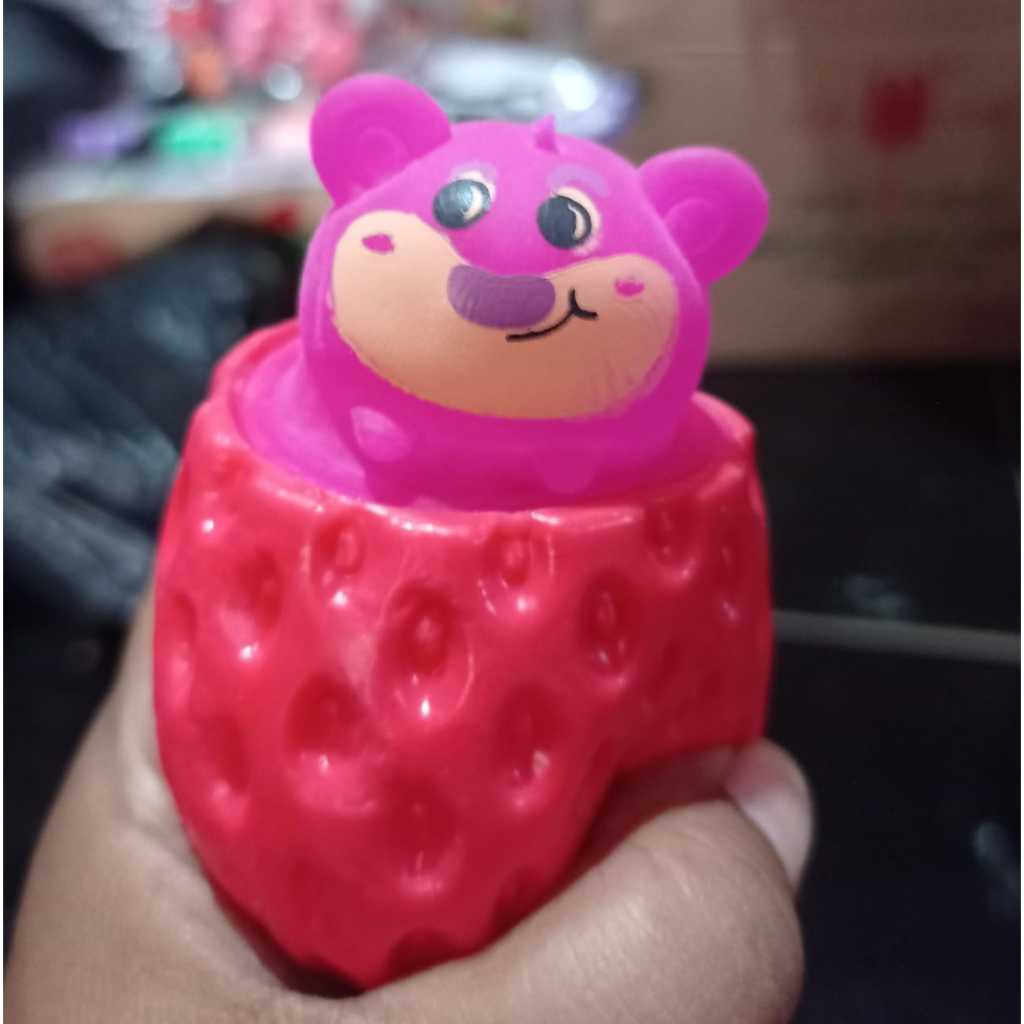 Silicone Rubber Squishy Lotso Strawberry Pop Up Toy / Cute Lotso Pink ...