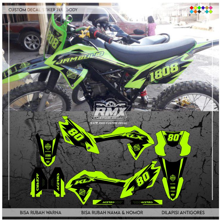 HIJAU PUTIH MERAH HITAM Decal KLX BF FULLBODY (010) STICKER DECAL KLX ...