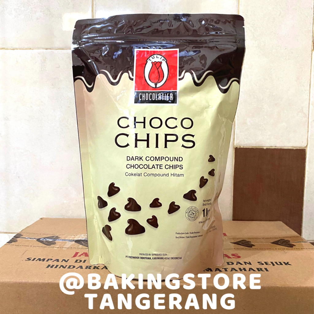 Choco chip Dark Chocolate tulip 1Kg | Chocochip dark brown | Shopee ...