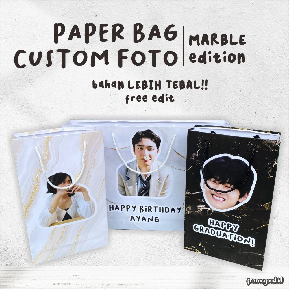 Paperbag CUSTOM MARBLE Photo/Thick paper MARBLE motif/totebag tote bag ...