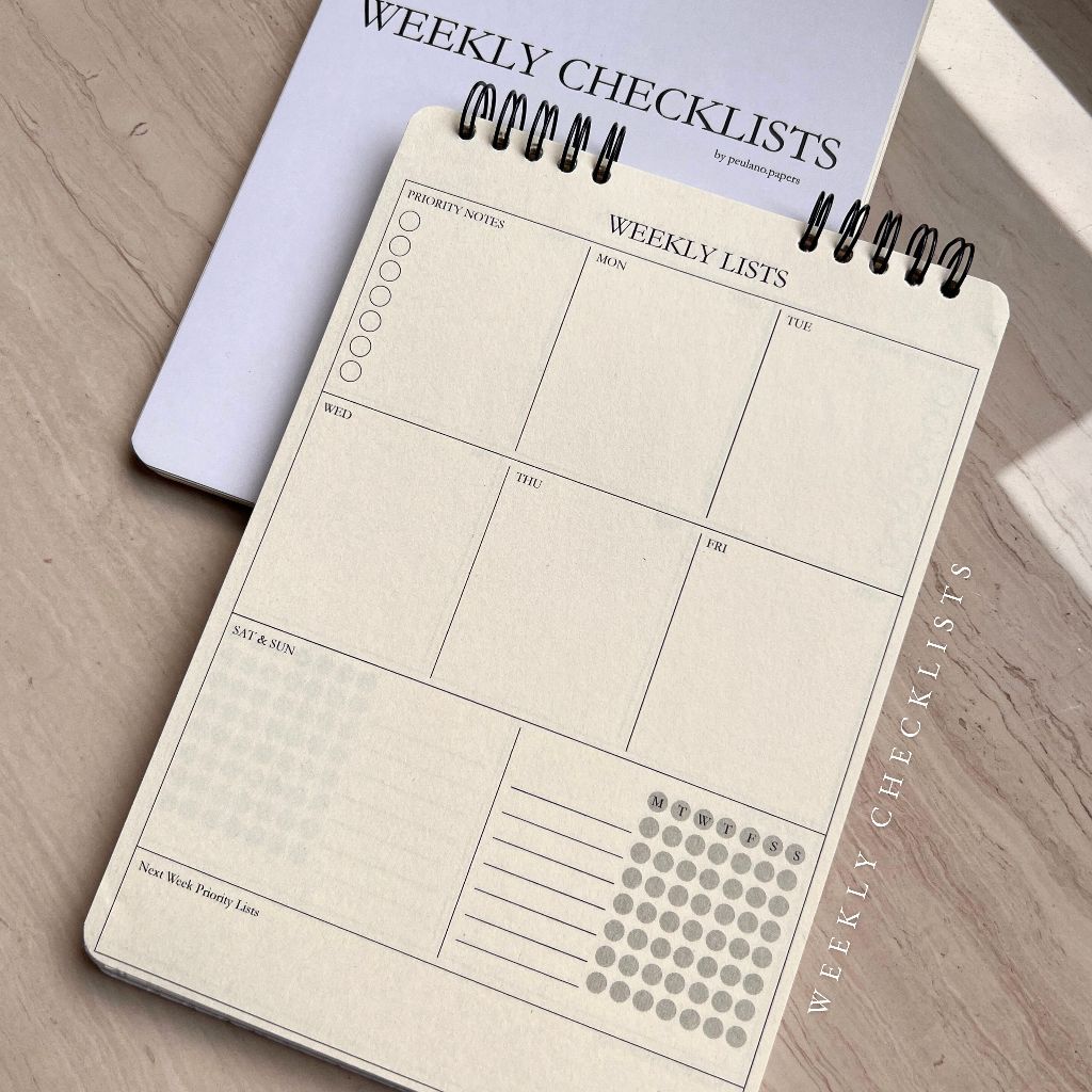 Weekly Planner Checklist Weekly Agenda A5 Notebook Spiral Binding by ...
