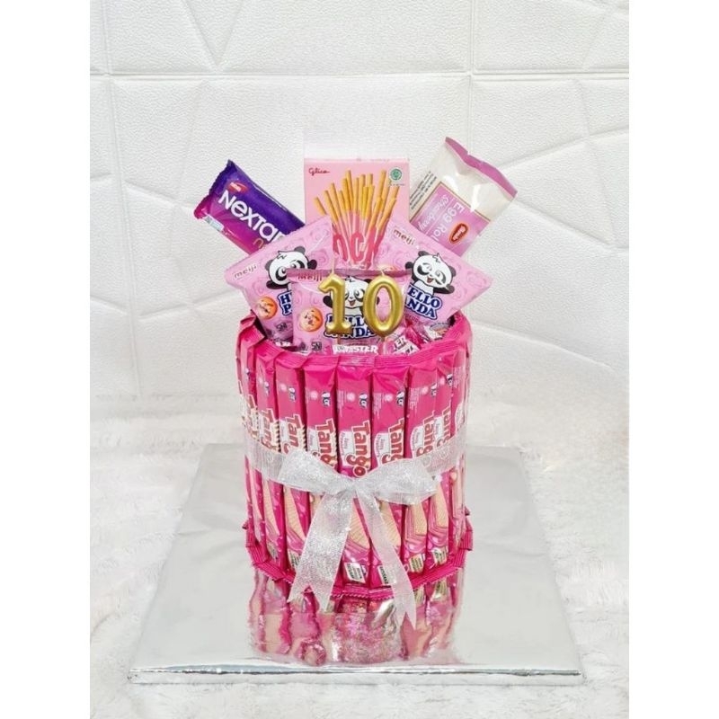 Pink edition two-tier custom Snack tower, strawberry nextar hello panda ...