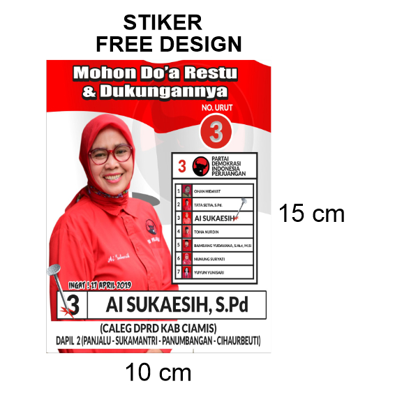 Custom Sticker Caleg (+) Cutting 10x15 VINYL ND57582 | Shopee Malaysia