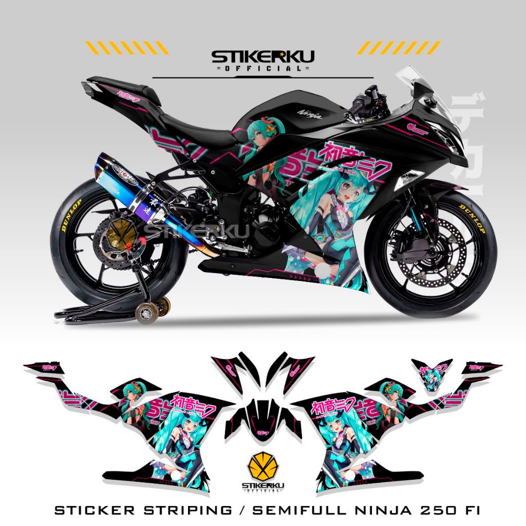 NINJA250 FI STRIPING MIKU MOTIF 60 HATSUNE/ NINJA250FI/ ANIME ...
