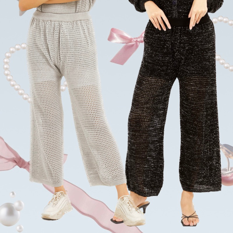 Vintage X Pukka Ethereal Pants (Korean Style Knitted Mesh Culottes ...