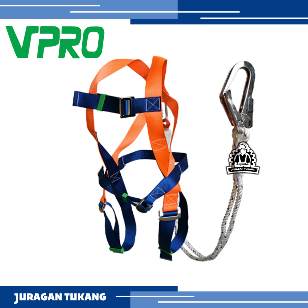 Safety Belt Body Harness Big Hook Double Lanyard + Absorber Vpro B032 ...