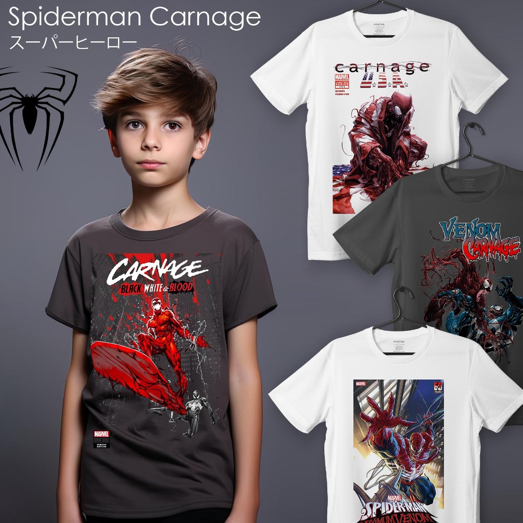 Spiderman venom carnage superhero boys t-shirt | Shopee Malaysia