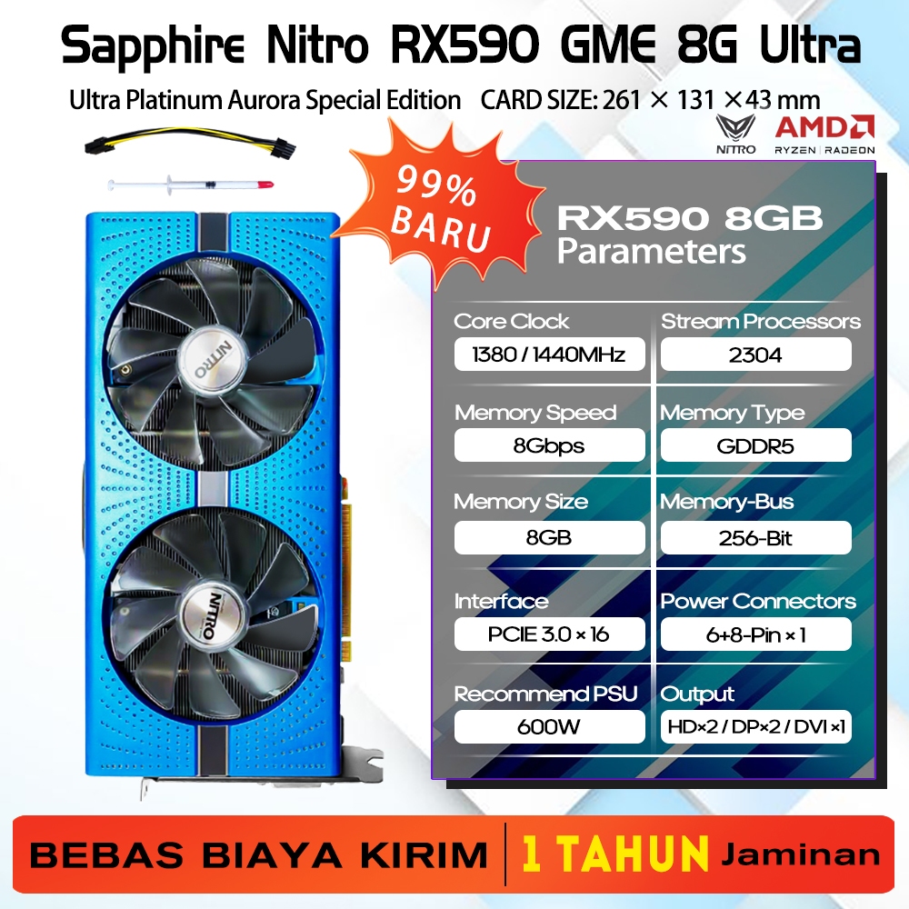 Used Original 90%NEW SAPPHIRE Nitro RX590 GME 8G UItra | Shopee Malaysia