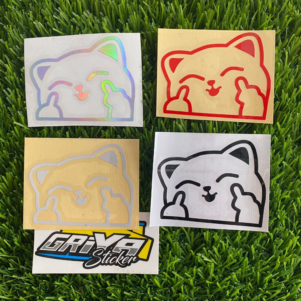 Sticker MIDDLE FINGER PUCEK ANIMATED CUTE CAT FUNNY STICKER | Shopee ...