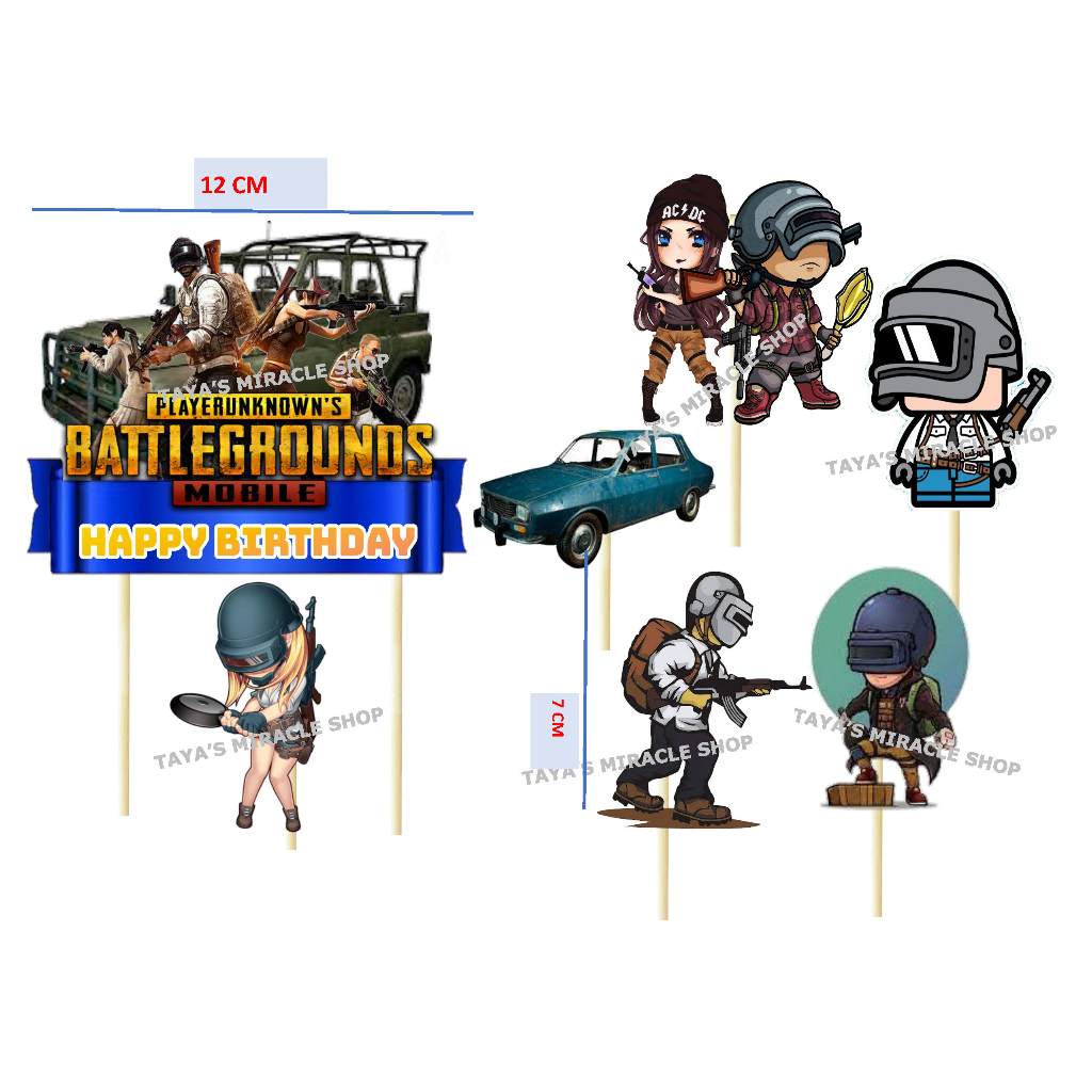 Toper / Topper / Birthday Cake Decoration / Happy Birthday PUBG ...