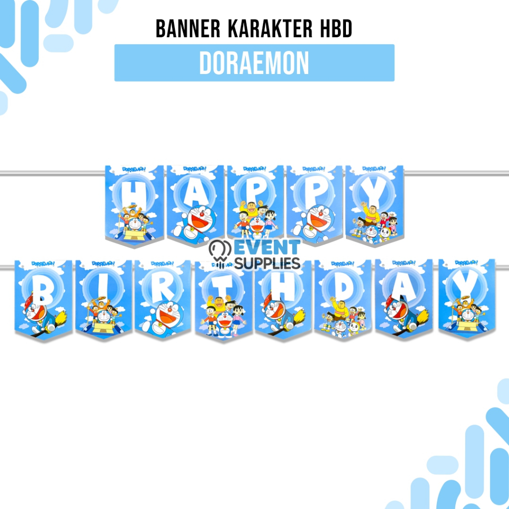 Doraemon Character Banner Happy Birthday Birthday Birthday Supplies ...
