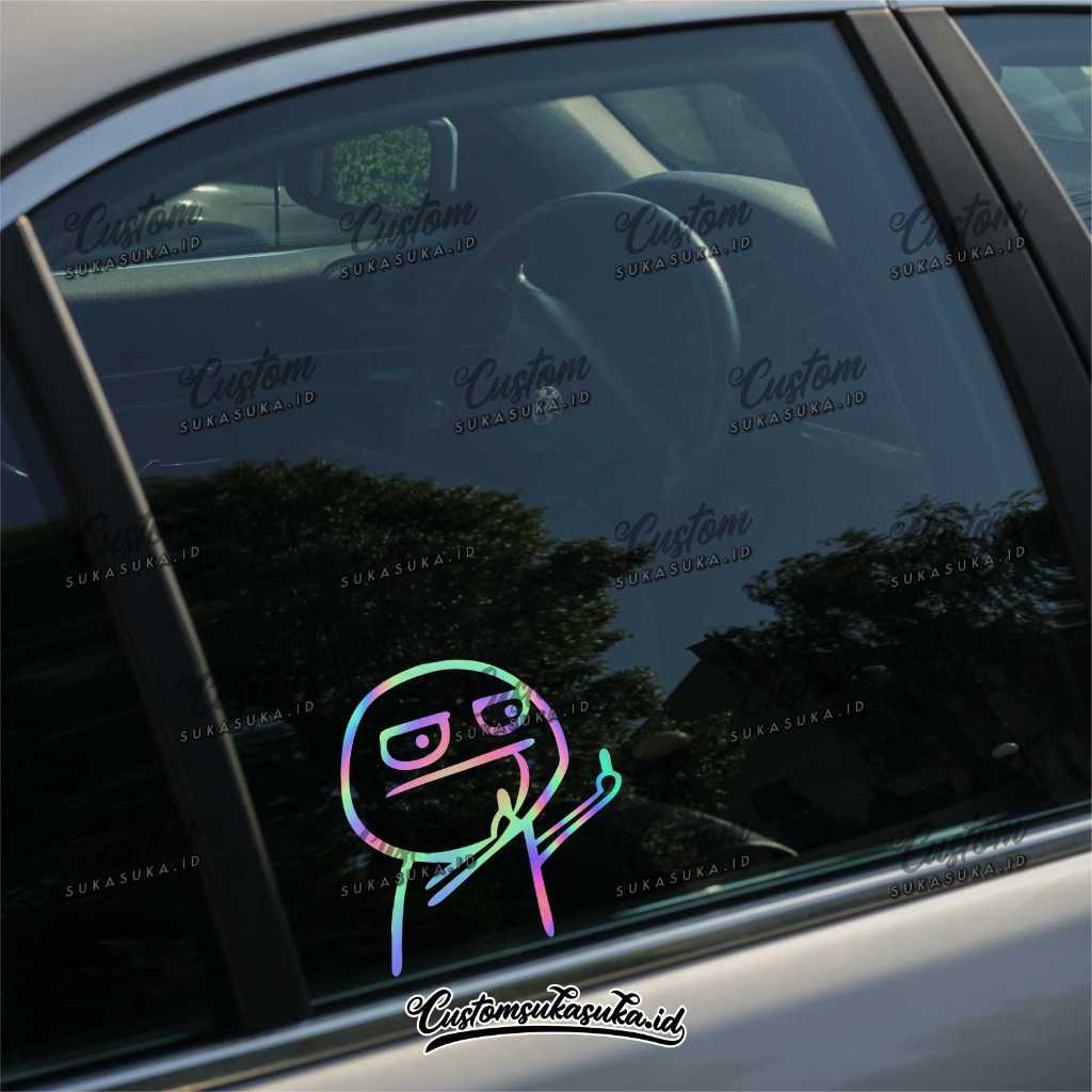 Middle Finger Sticker - Fucek Hologram Cutting Sticker - Cute Jdm ...