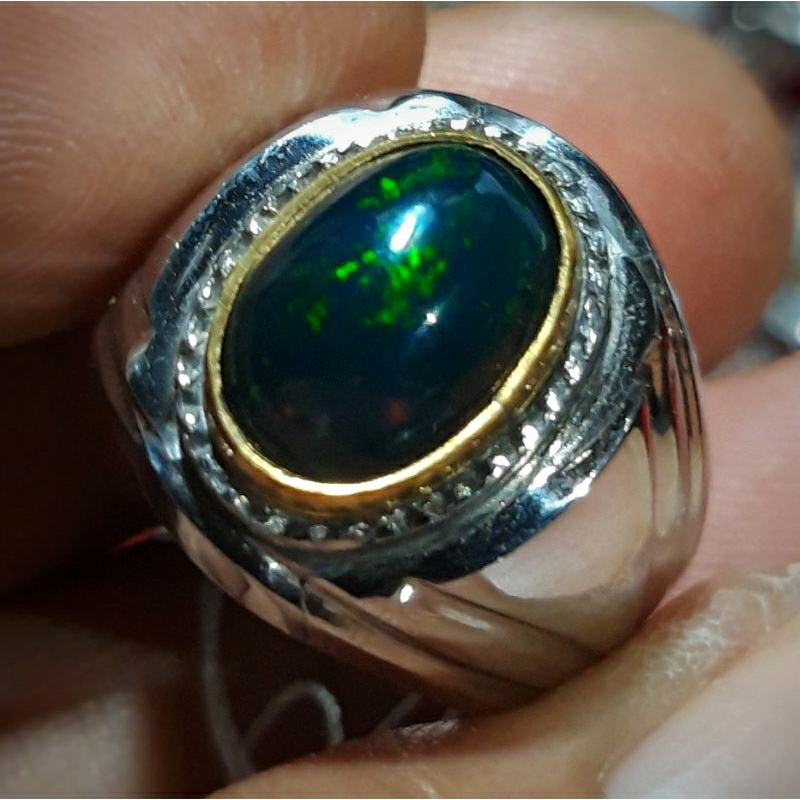 Full Jarong 21 Black Opal Ring | Shopee Malaysia