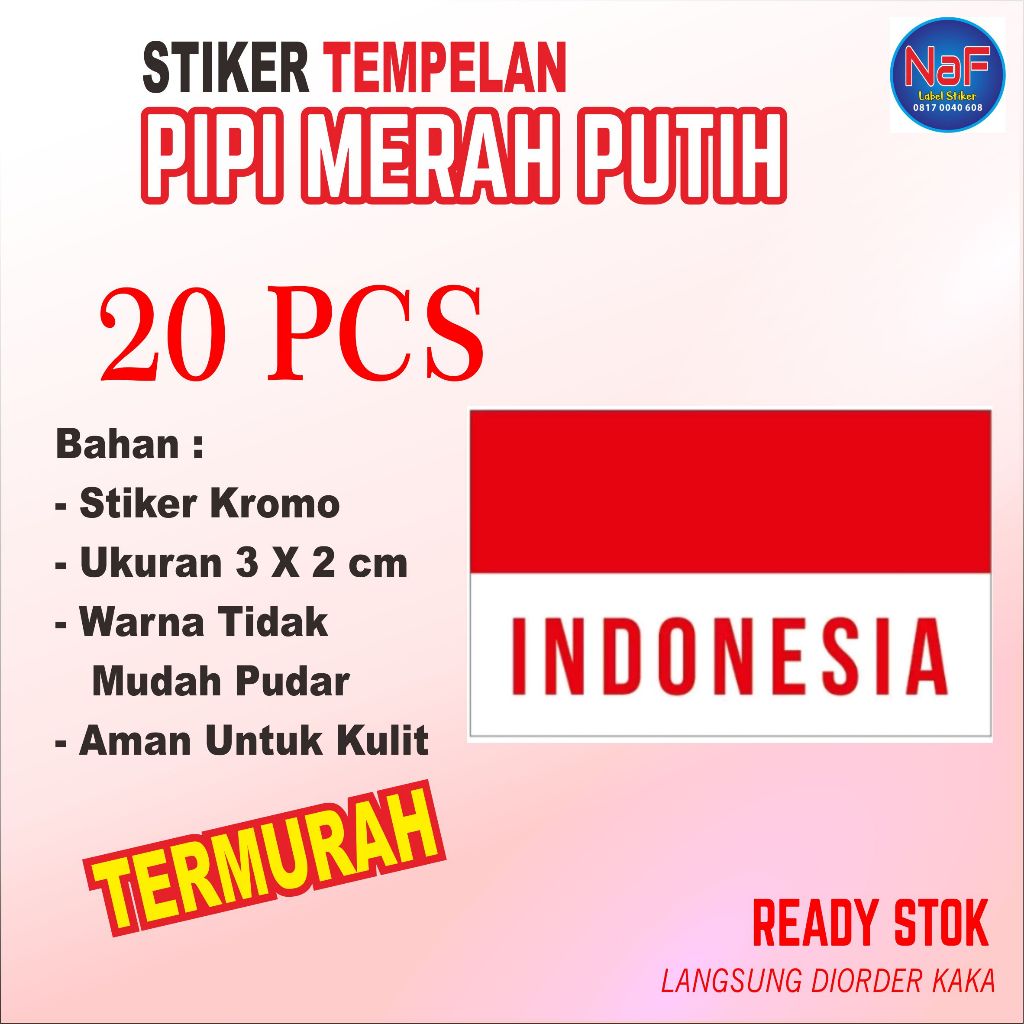MERAH PUTIH Indonesian Red and White Cheek Stickers | Shopee Malaysia