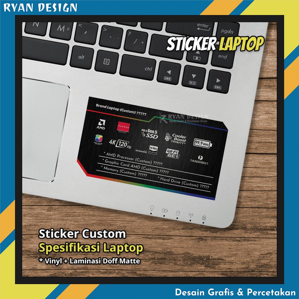 Custom Sticker Laptop Logo Sticker Specifications Features Laptop Sticker Nvidia RTX GTX Intel ...